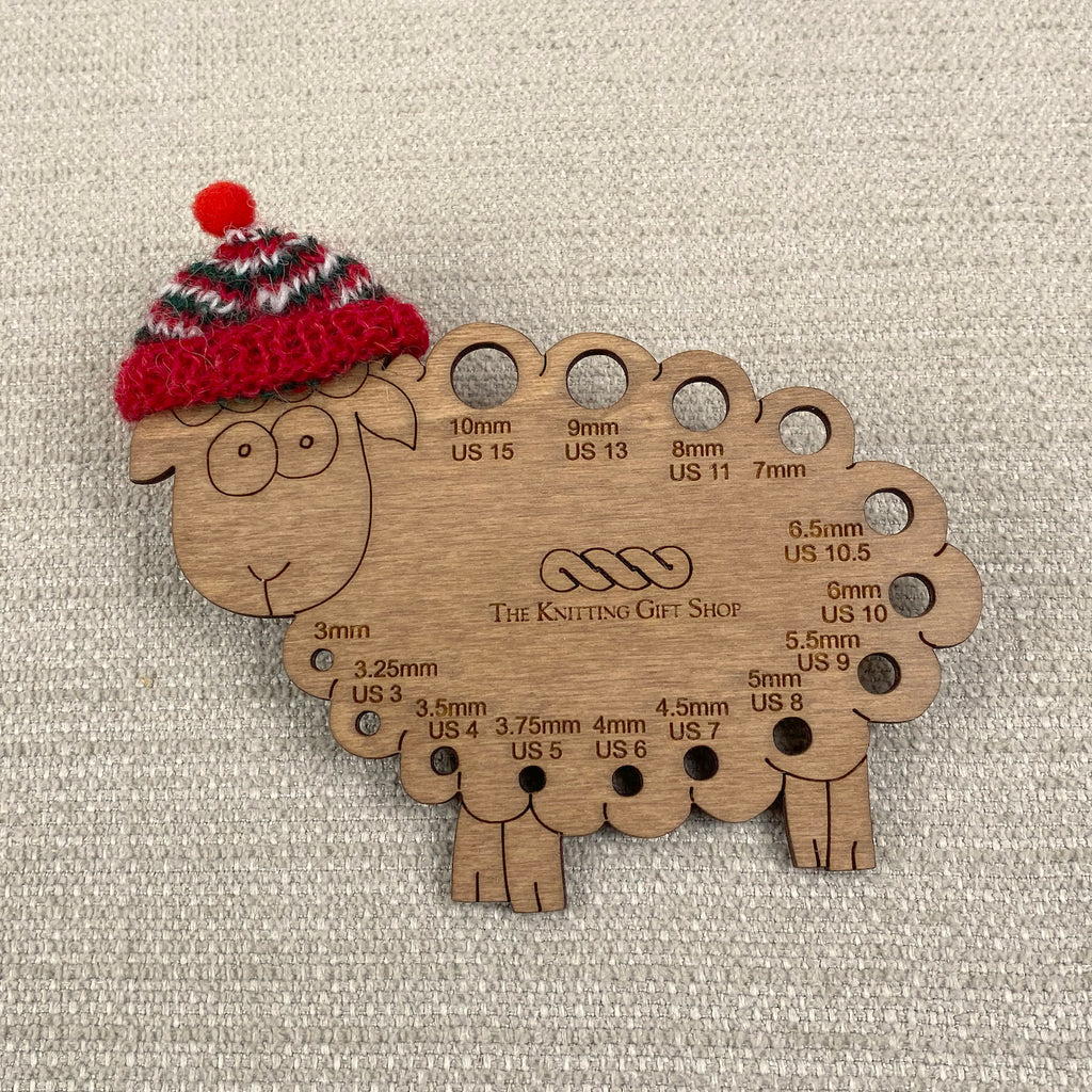 Wooden Sheep Needle Gauge & Hat Knitting Kit is
